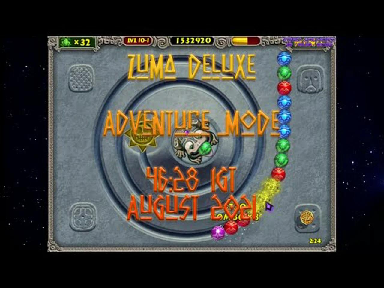 Zuma Deluxe | Adventure Mode [46:28 IGT] [Personal Best] [August 2021]