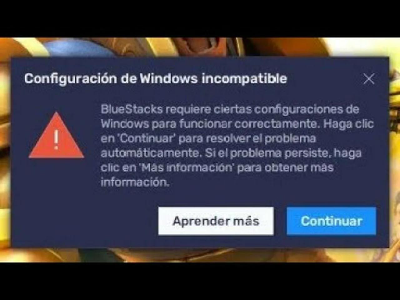 Configuracion de WIndows incompatible, error en bluestacks 5. (SOLUCION)