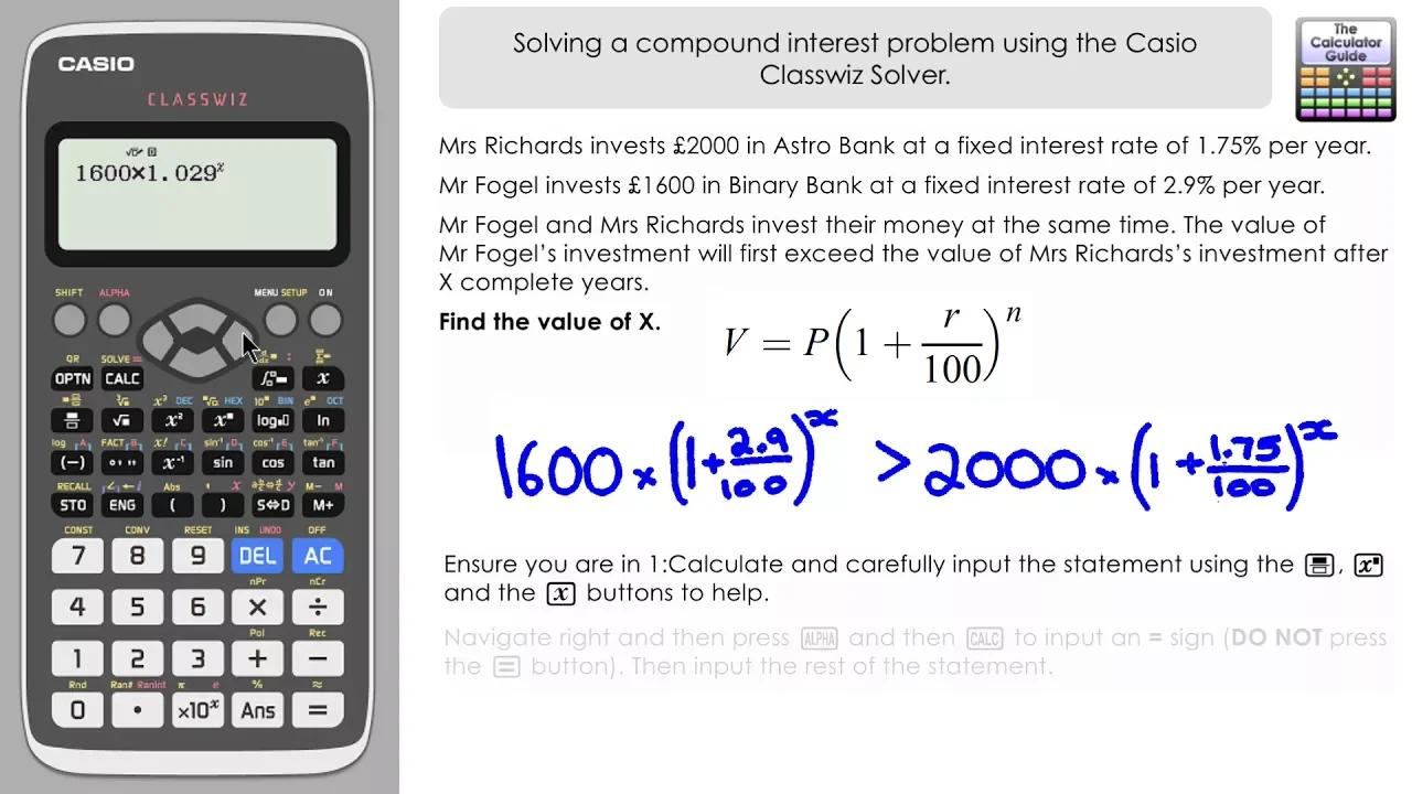 Compound Interest Problem Solving on Casio Classwiz Calculator fx-991EX ...