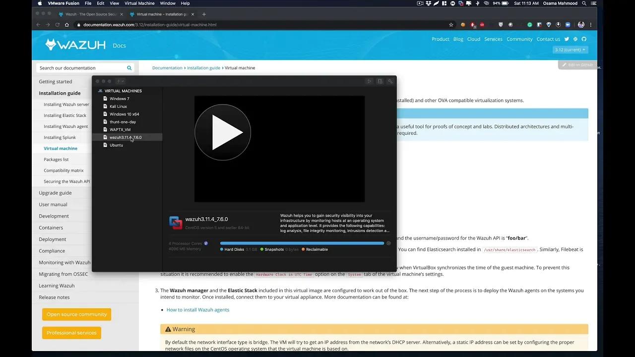 How to Setup Wazuh Open Source SIEM Virtual machine