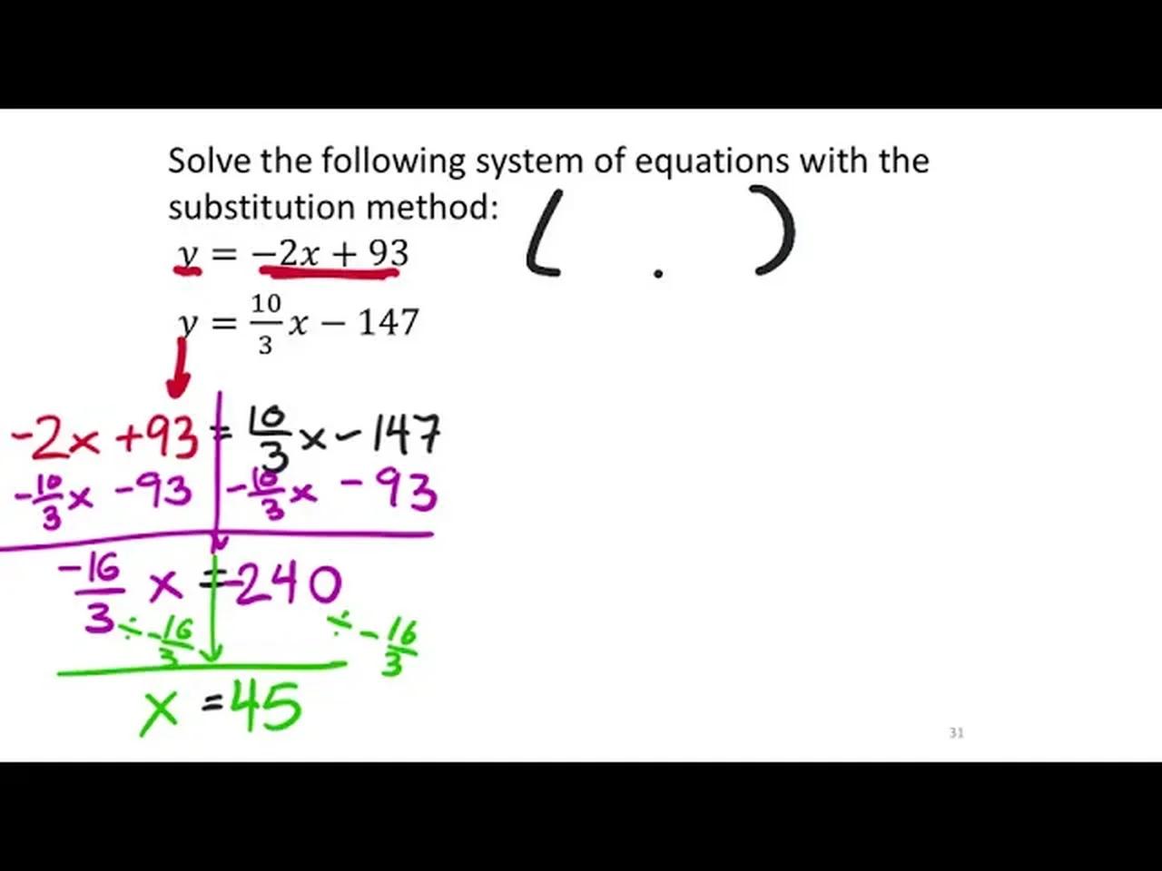 Solving a System of Equations with Substitution: The Basics and an Example