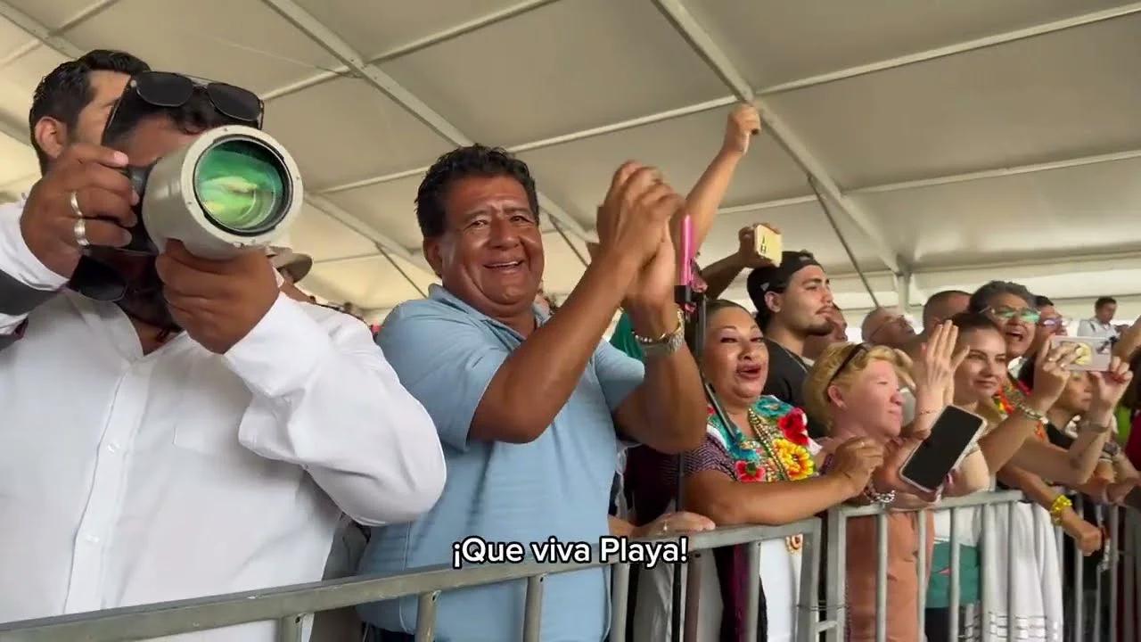 Claudia Sheinbaum Pardo y AMLO Tren Maya de Cancún a Tulum 7 septiembre ...