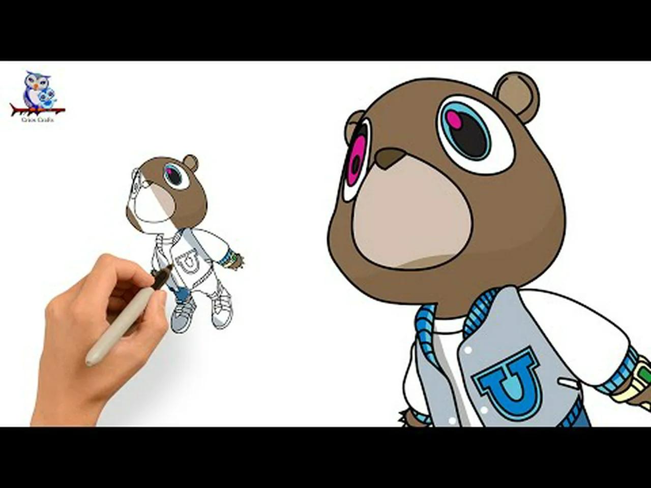 How To Draw Kanye West Ye Dropout Bear Mascot - Art Tutorial