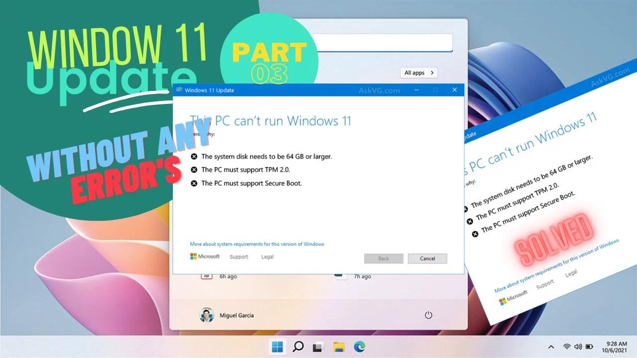 HOW TO INSTALL WINDOWS 11 ON UNSUPPORTED HARDWARE ERROR WHILE INSTALLING WIN 11 HOW TO FIX | PART-03