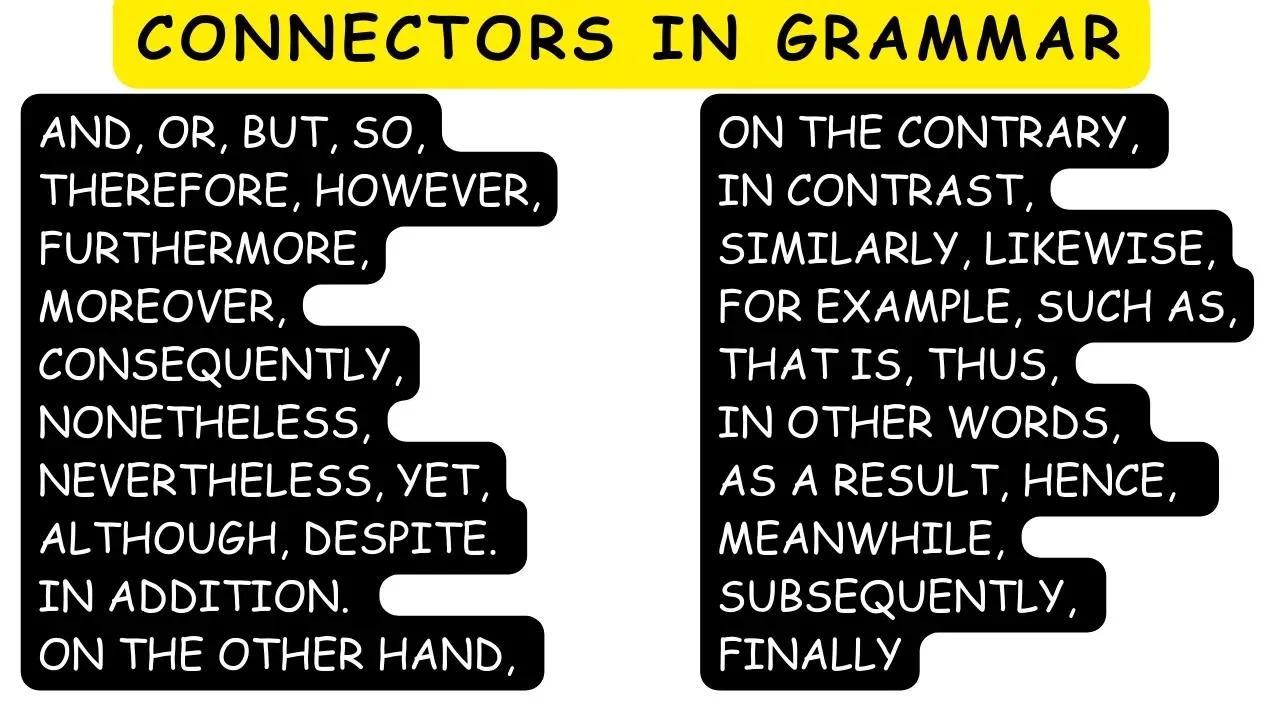 CONNECTORS IN ENGLISH WITH EXPLANATION l ENGLISH GRAMMAR LESSON