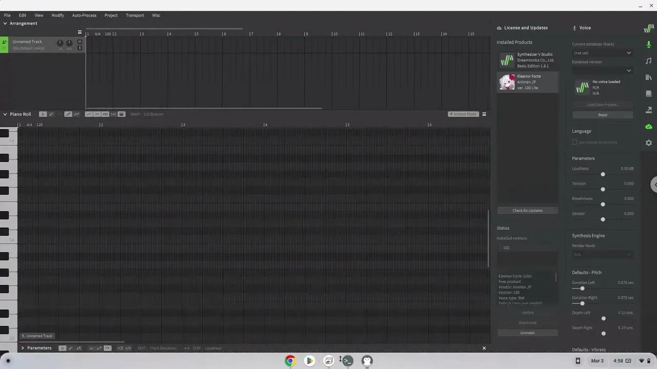 How to install Synthesizer V Studio Basic with Voice Banks on a Chromebook