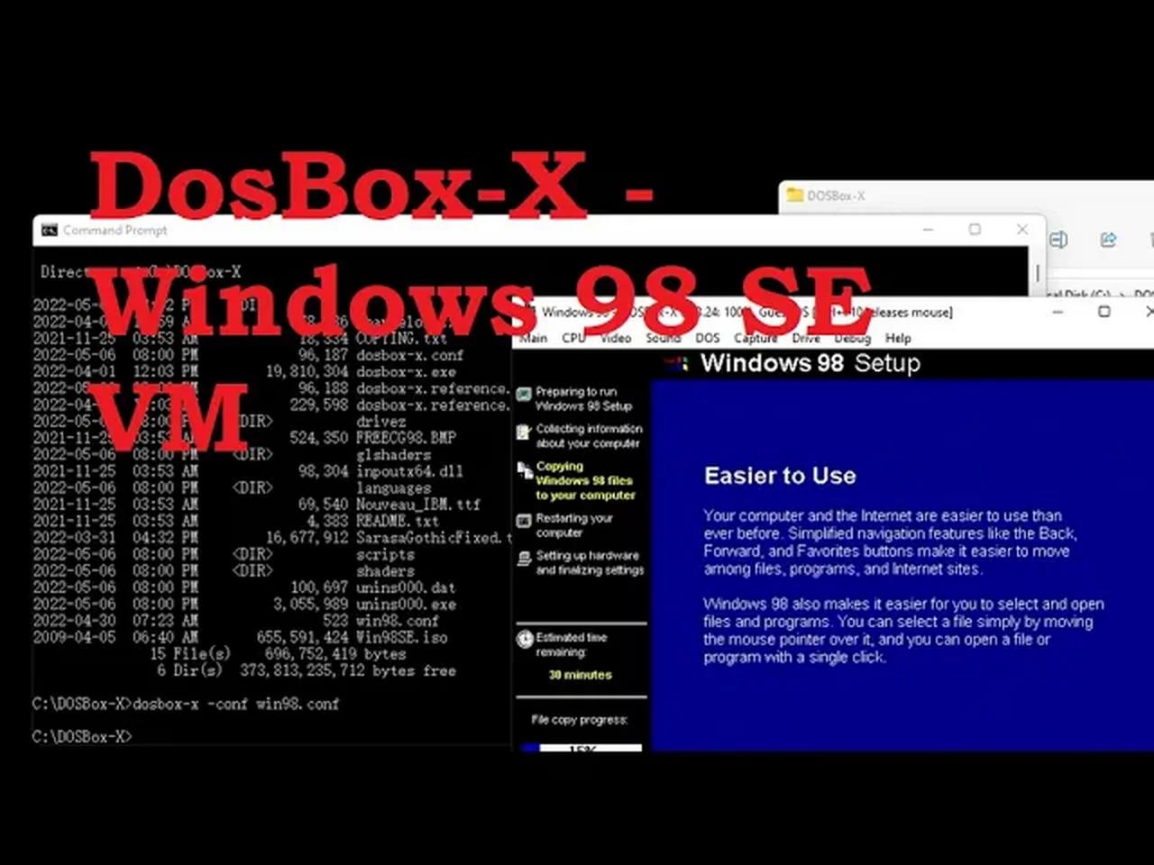 DosBox-X - Windows 98 SE VM setup and installation