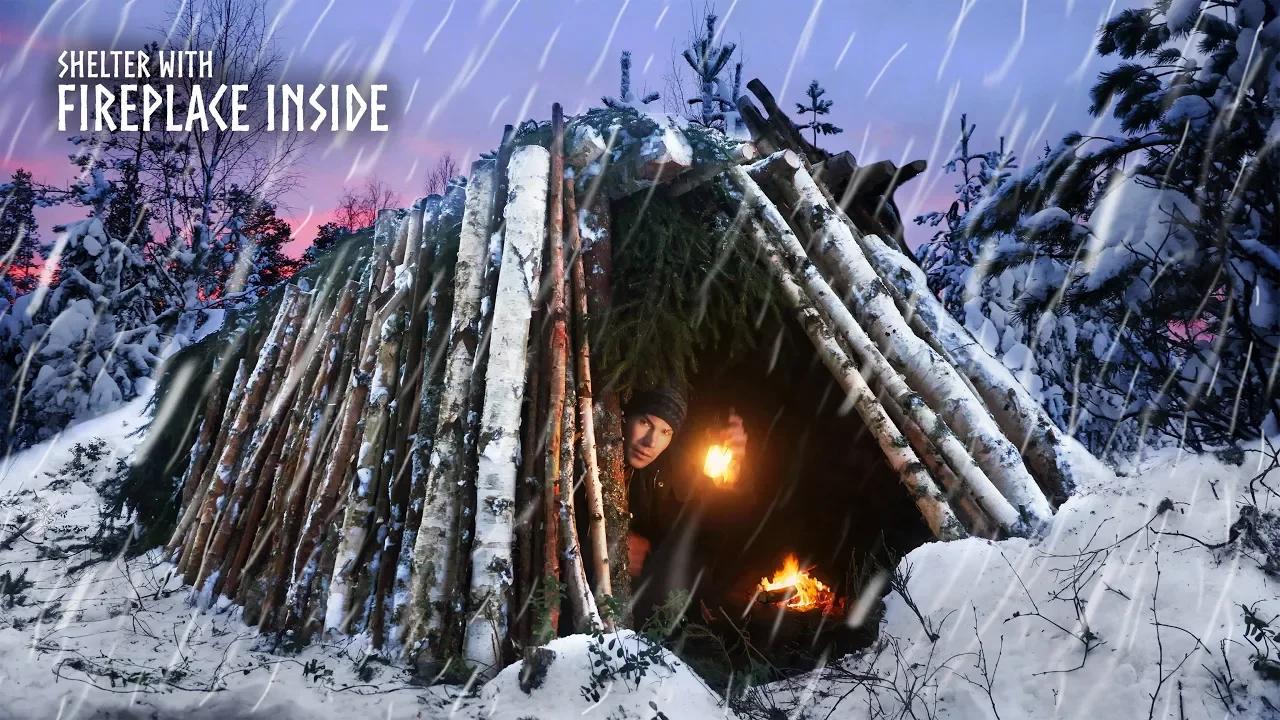 Building a Warm Shelter to Survive the HEAVY SNOW: 3 Day Winter Camping