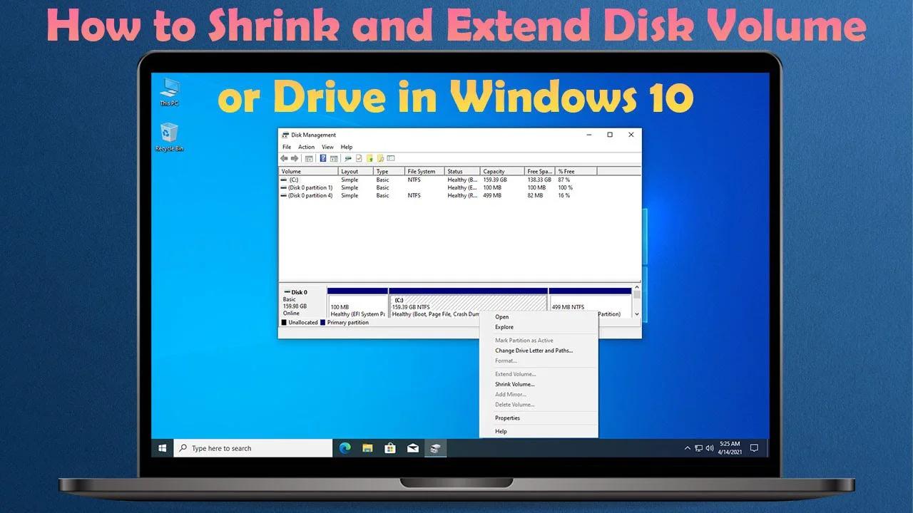 How to Shrink and Extend Disk Volume or Drive in Windows 10