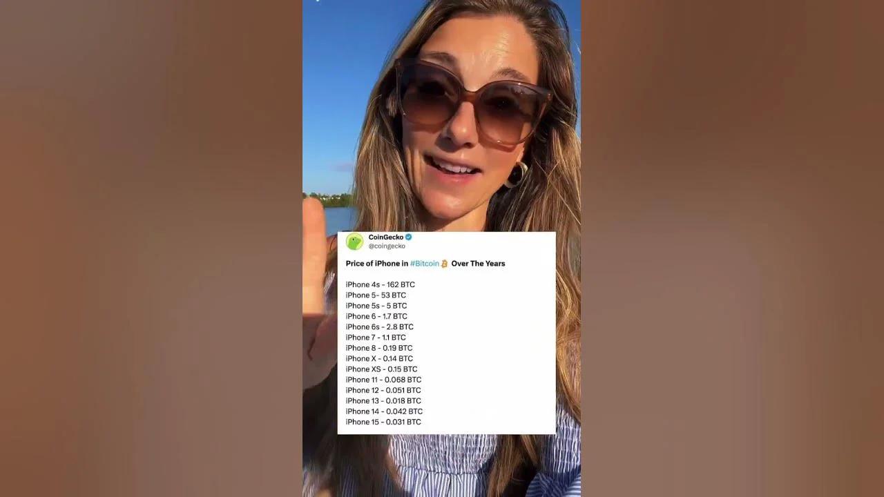 Price of iPhone in Bitcoin over the years 📲 #bitcoin #iphone #iphone15