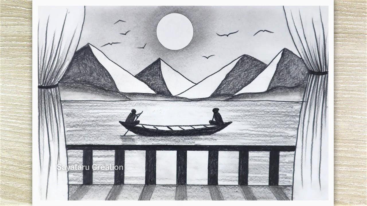 How to Draw a Balcony View with Pencil, Easy Pencil Drawing Tutorial