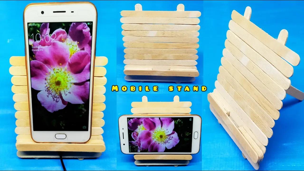 DIY - MAKING MOBILE STAND📱 How to make a mobile stand using ice cream ...