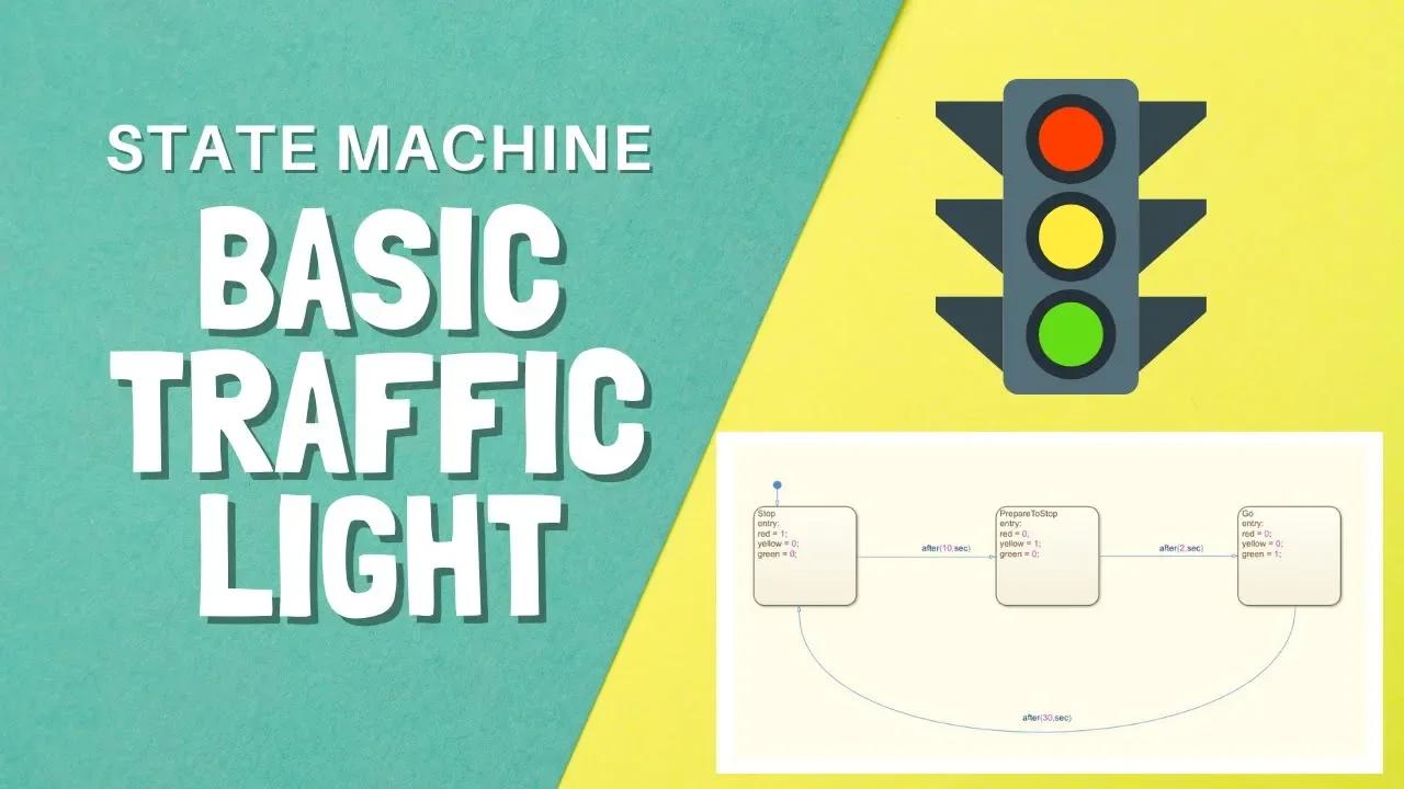 Basic Traffic Light System State Machine - Stateflow Tutorial