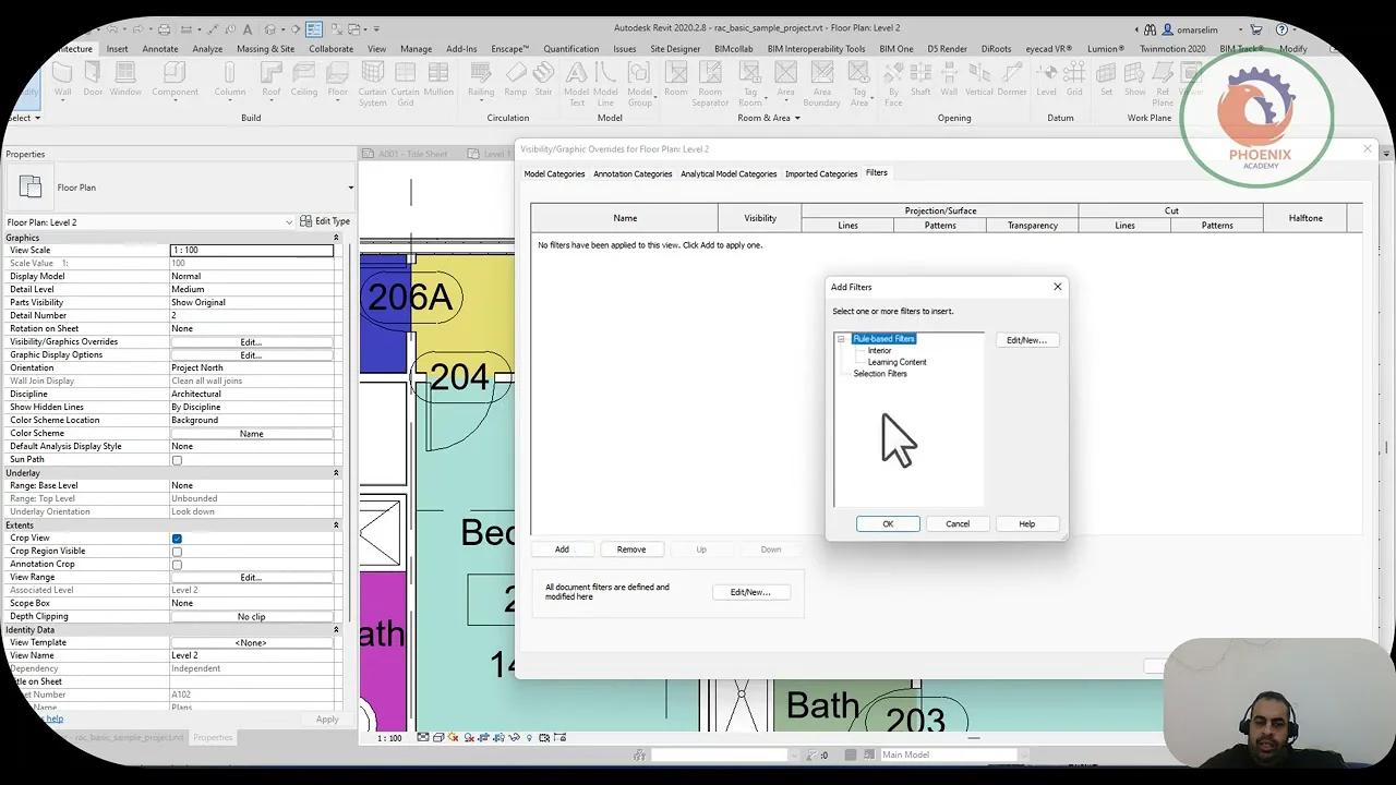 Revit Using Filters to Show Fire Rated Walls ريفيت