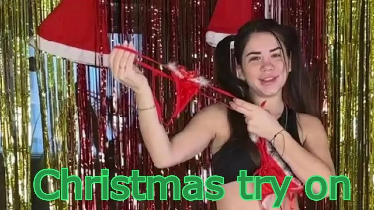 Cute girl try on Christmas costumes | Merry Christmas from Josephine Stali