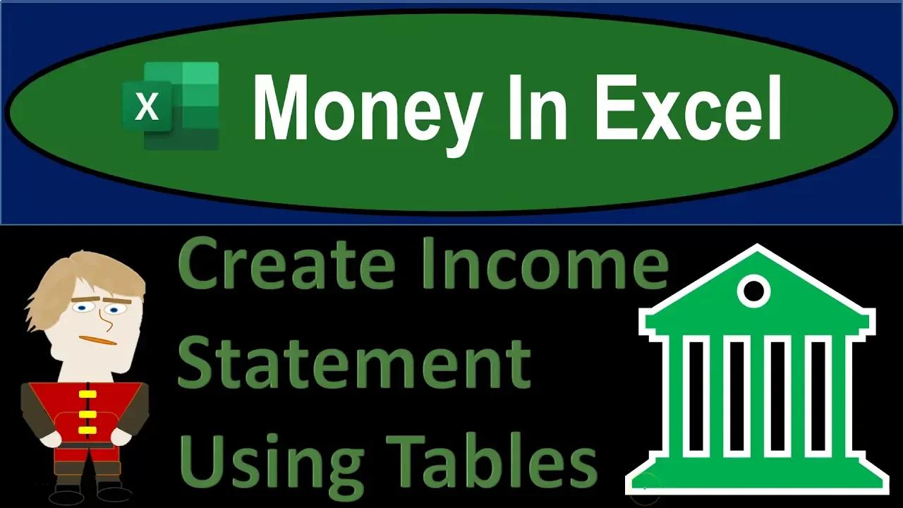 Money In Excel - Create Income Statement Using Tables 1135