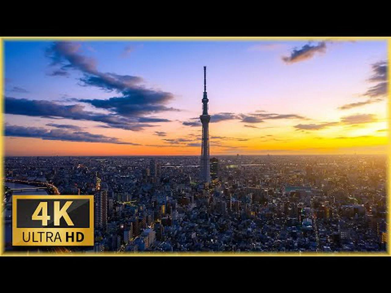 FLYING OVER TOKYO (4K UHD) Cinematic Relaxing Travel Video