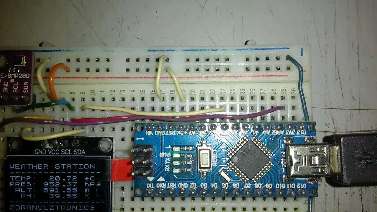 Arduino Nano, BME280 and SSD1306 OLED Weather Station