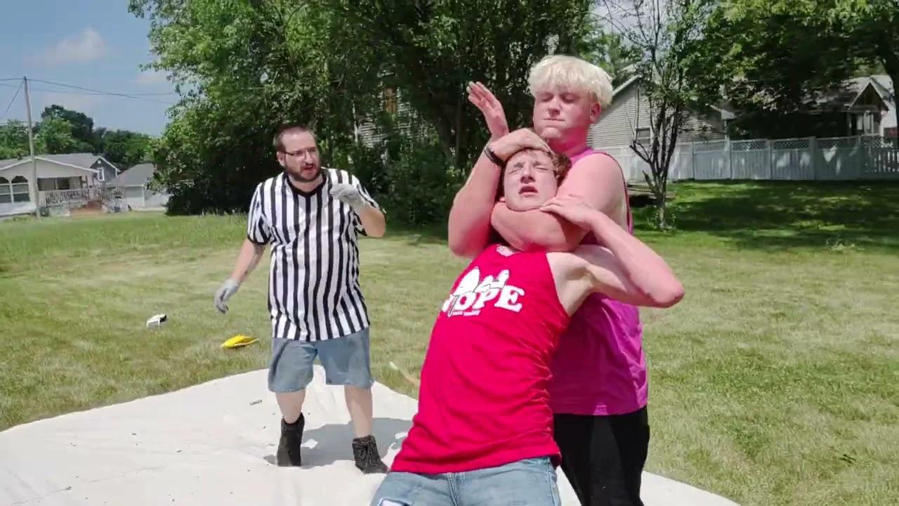 (LMFP) backyard wrestling - Levi McDaniel vs Jason Steele vs Blake Lechner