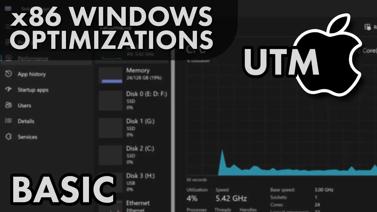 BASIC Optimization for x86 x64 Windows Virtual Machines on UTM