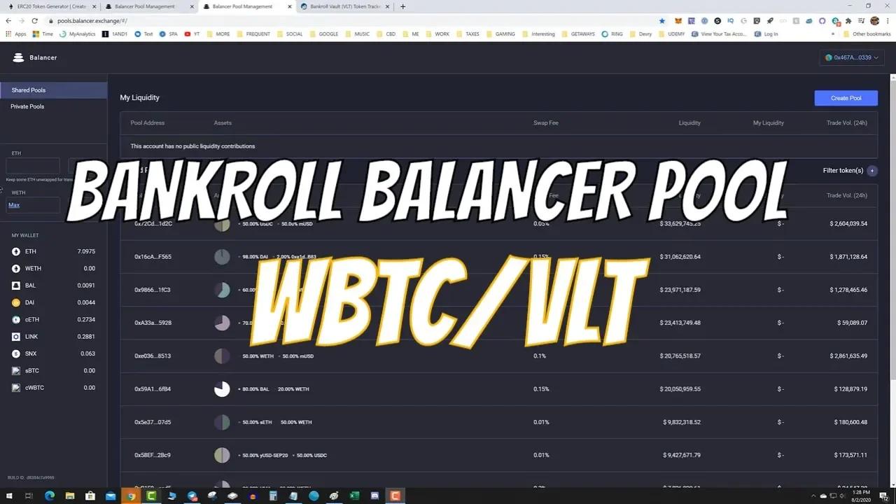 How to Add Liquidity to Bankroll Balancer Pool WBTC/VLT
