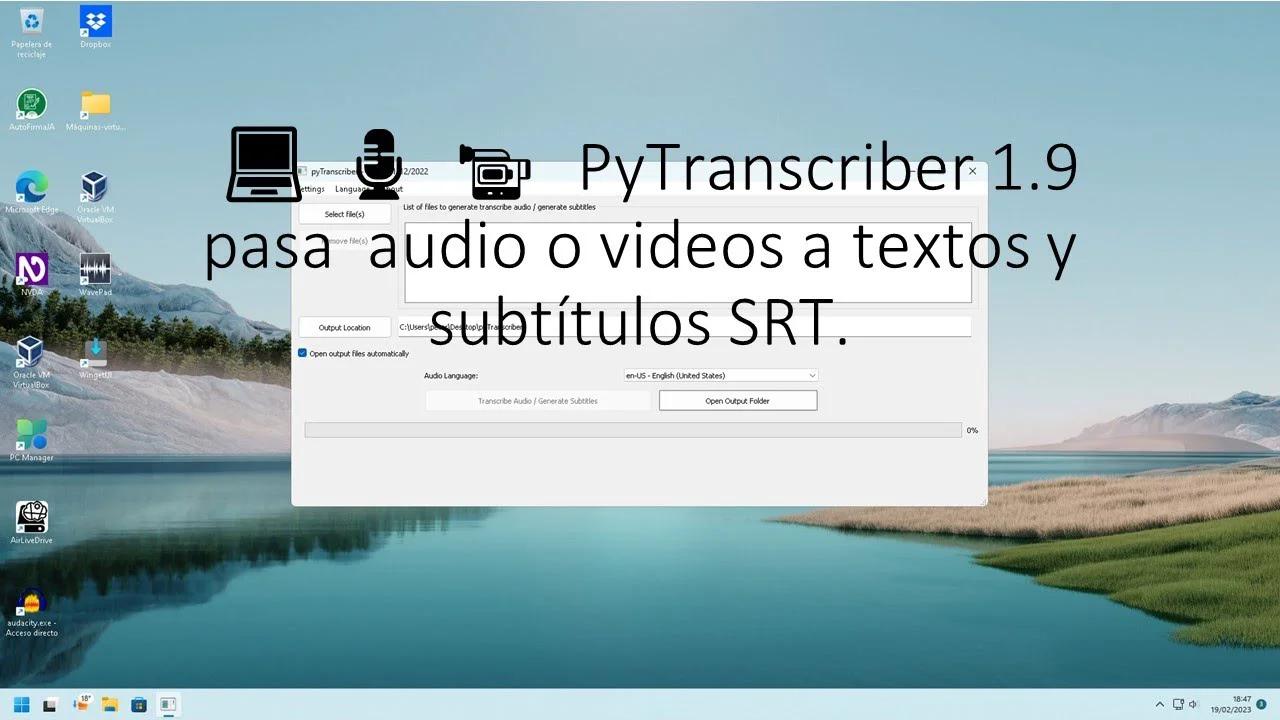 💻 🎙️ 📹 PyTranscriber 1.9 convierte audio o videos a textos y subtítulos SRT.