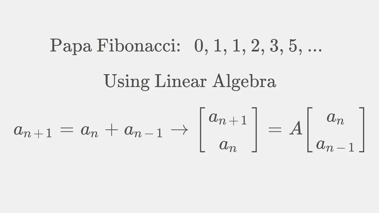 Papa Fibonacci Using Linear Algebra Recurrence Relations And Diagonalization