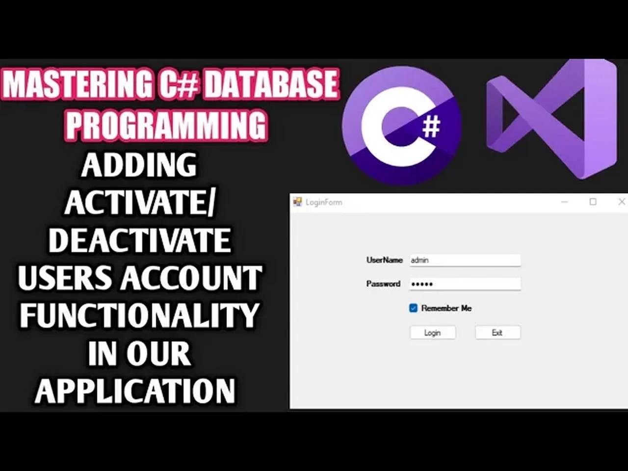How to Activate/Deactivate Users Accounts in c# | Enable/Disable users Account in c# visaul studio