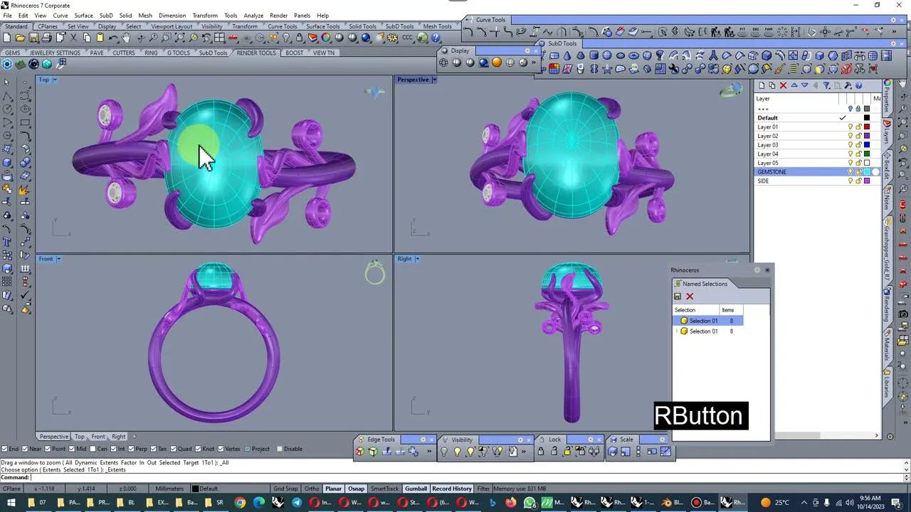 How To Export Jewelry Ring Design OBJ File Format Subdivision Surfaces ...
