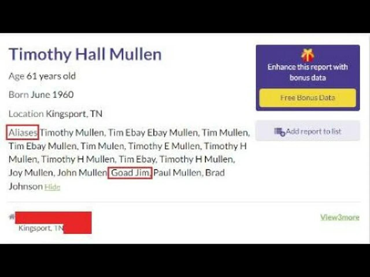 Tim Mullen Jim Goad Alias Denial Does Jim Goad Know Don Wells Mum Karen? Tim's Mum and William Wells