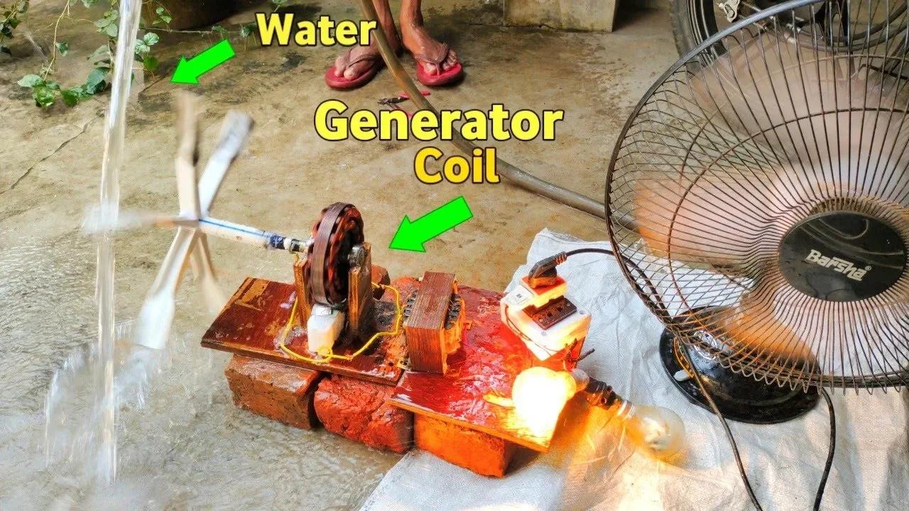 I make Fan coil To 220Vac Water Hydroelectric Power plant turbine ...