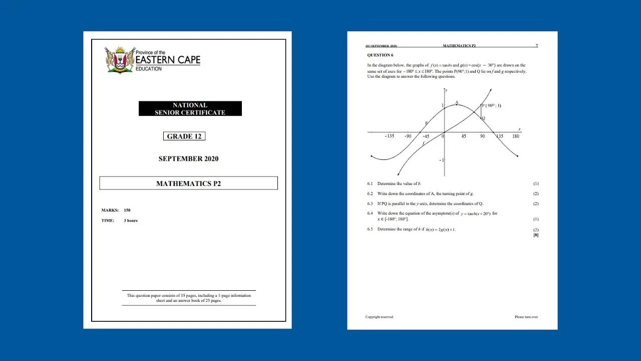 Prelim 2020 Trigonometry Functions & Graphs Grade 12 Mathematics P2 ...