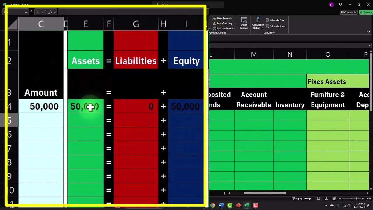 Bills Form 1180 Accounting Equation - Excel