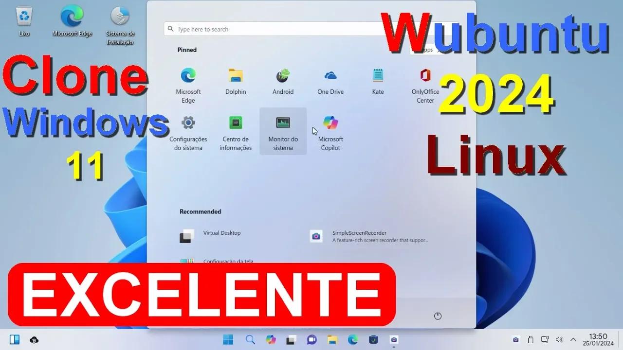 Lançamento 2024 Wubuntu Linux Clone Windows 11. Rodando em Computador ...
