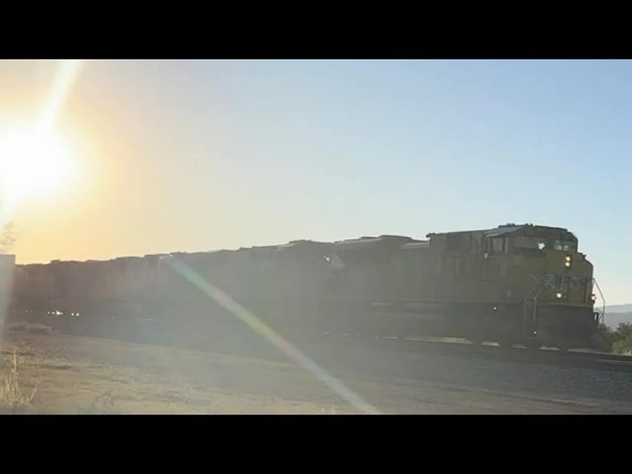 Eastbound Union Pacific Intermodal Emerges From the Benson Az Sunset!