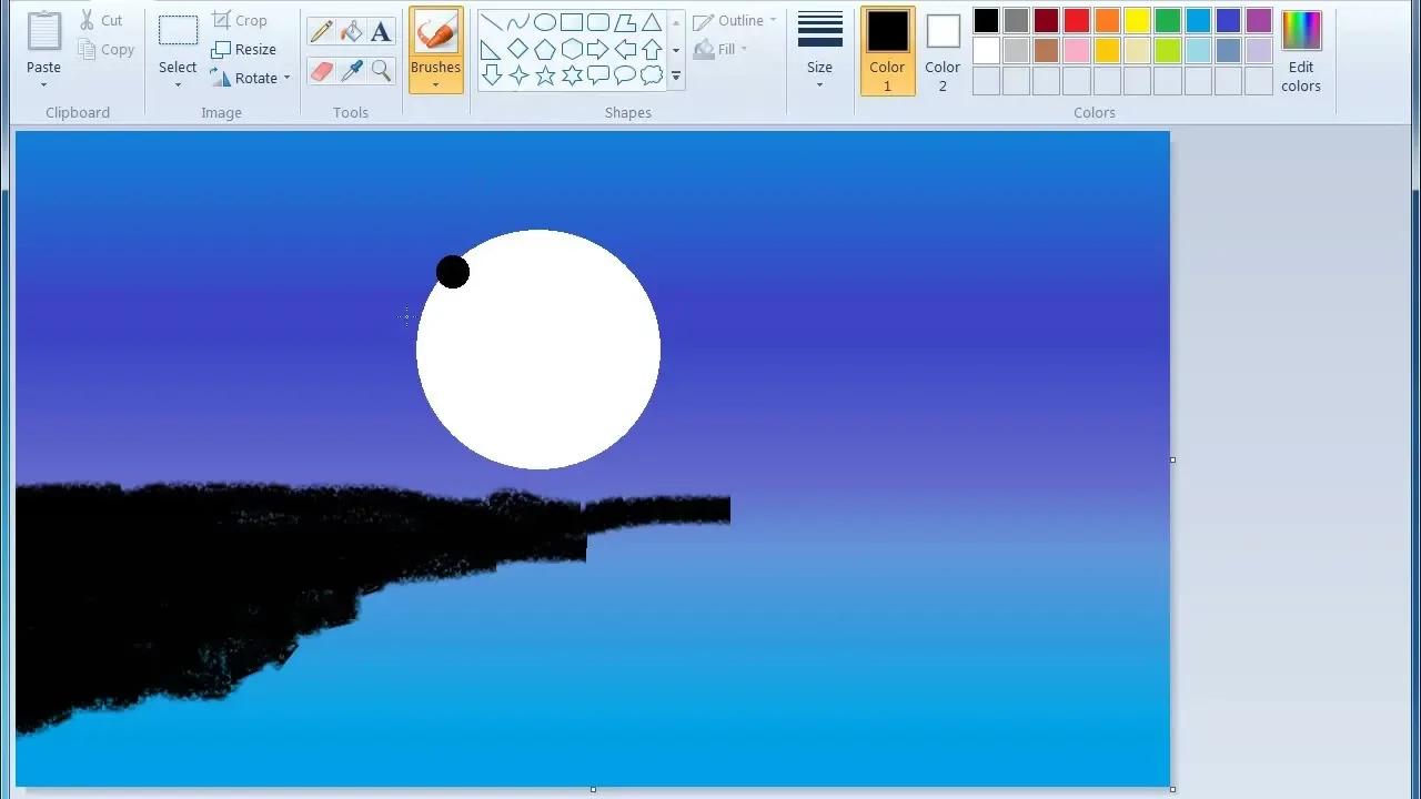 how to draw a landscape with ms paint | ms paint easy drawing | ms ...