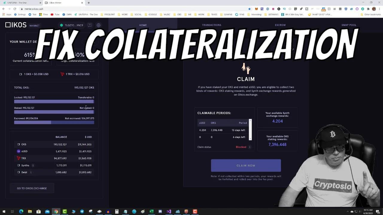 How To Fix Your Collateralization Level on OKS to Claim Rewards