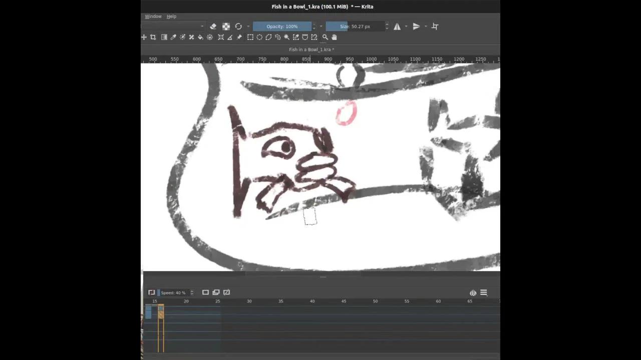 Krita Speedpaint Animation - Fish in a Bowl (escapes)