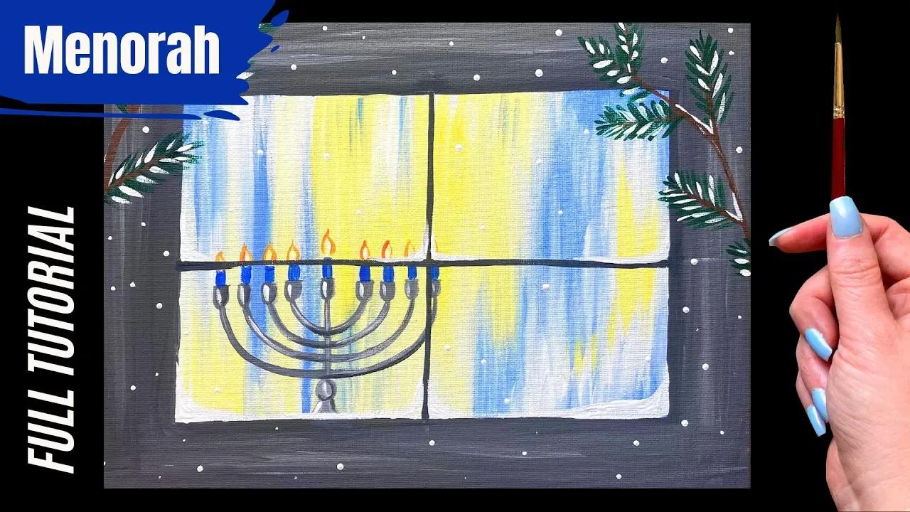🕎 EP139 'Menorah' easy Hanukkah acrylic painting tutorial for beginners