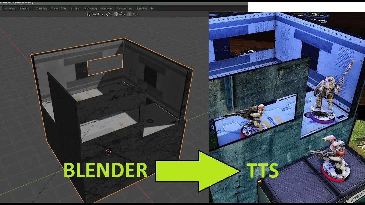 How to make wargaming terrain for Tabletop Simulator for free using Blender (infinity the game)
