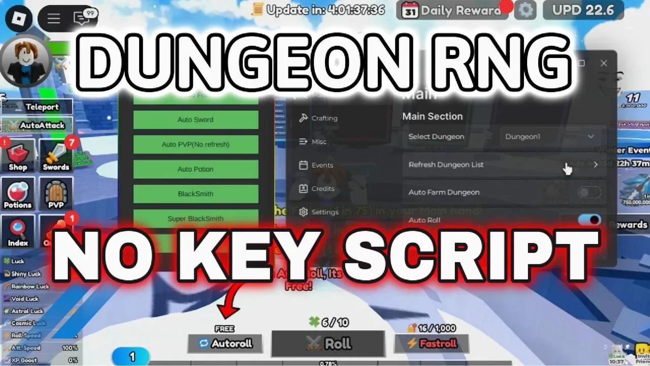 DUNGEON RNG SCRIPT ROBLOX 🔥 NEW AUTO ROLL, FISH, FARM 🔥