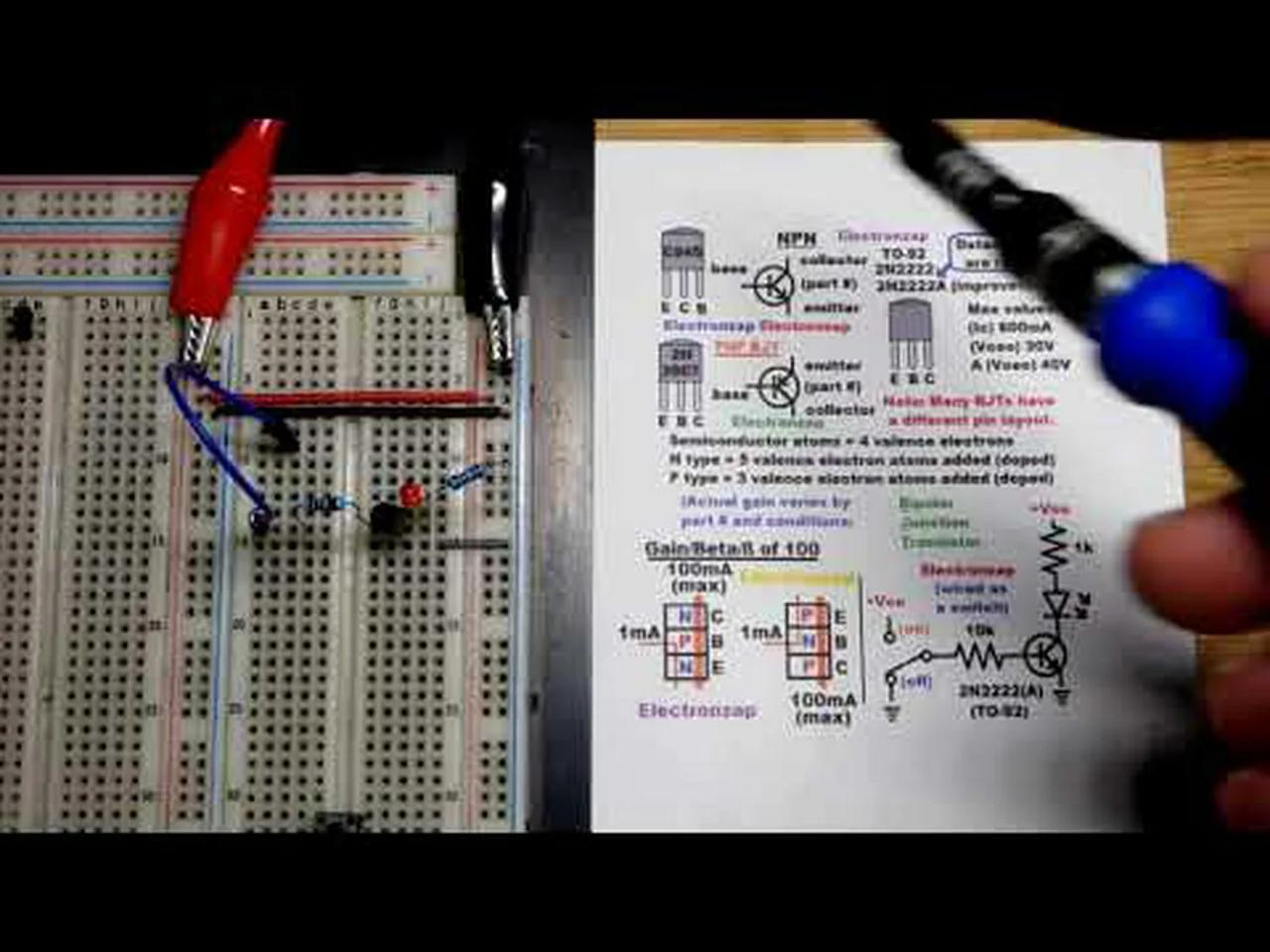 Bipolar Junction Transistor BJT component basics diagram by electronzap