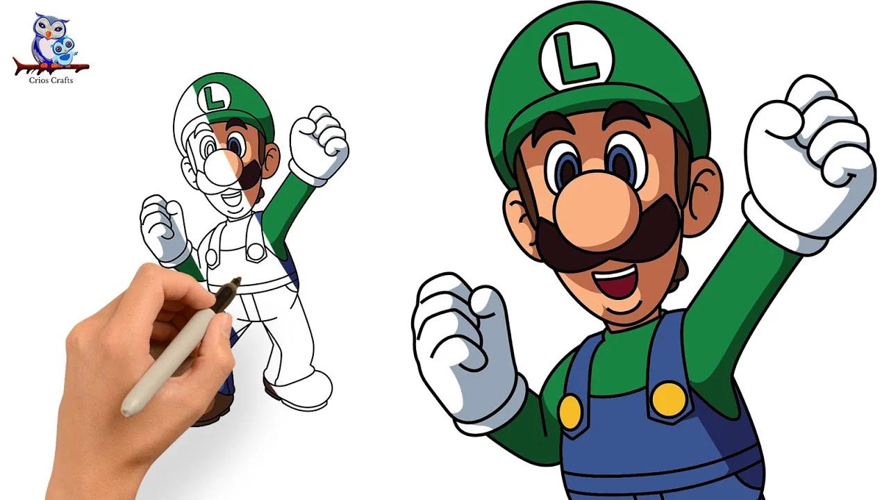 How to Draw Luigi from Super Mario Bros - Step by Step