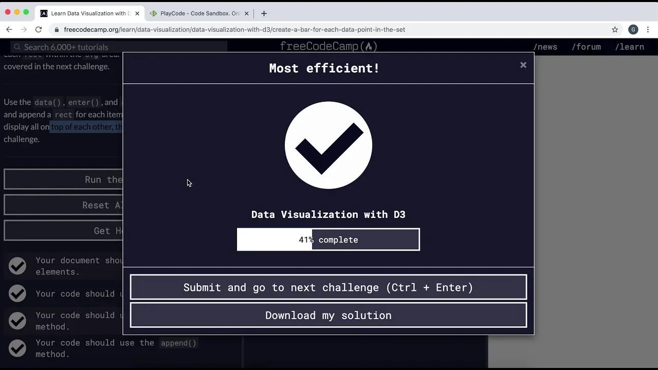12 - Create a Bar for Each Data Point in Set - Data Visualization with D3 - freeCodeCamp Tutorial