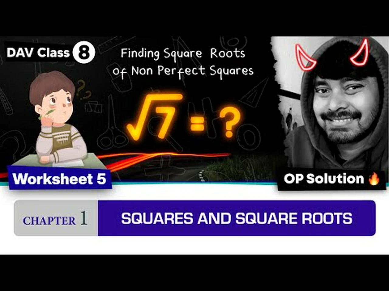 Chapter 1 | Worksheet 5 | DAV Class 8 Maths | Squares and Square Roots ...