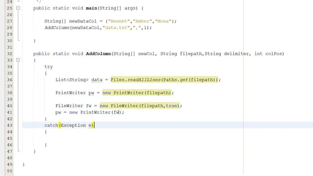 How to Add a Column to a CSV/TXT File Using Java