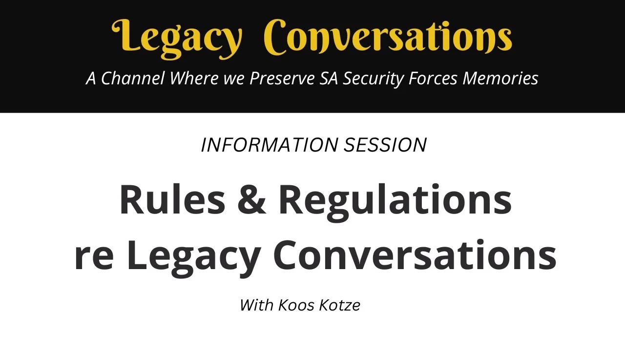 Legacy Conversations Rules Of Engagement On This Channel