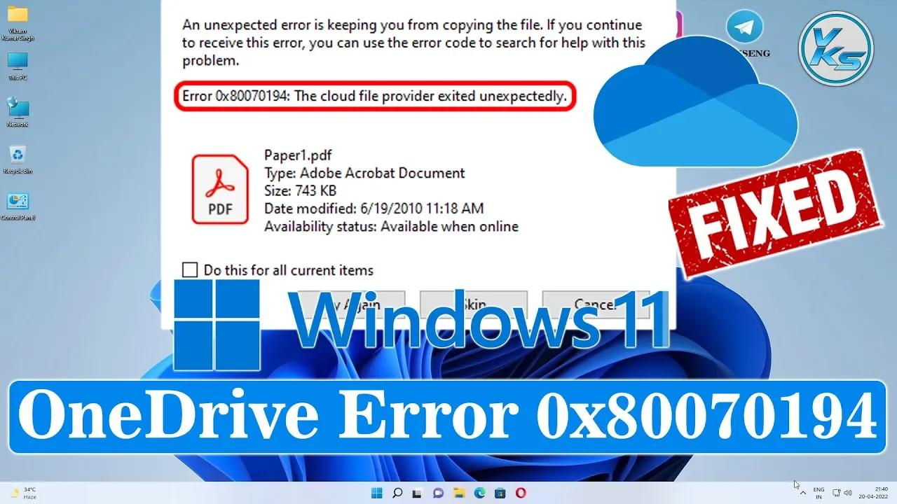 How To Fix OneDrive Error 0x80070194: The Cloud File Provider Exited ...
