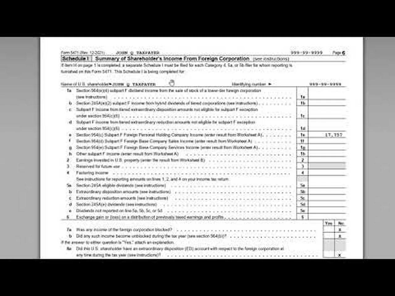 Where to Report Subpart F Income - IRS Form 5471
