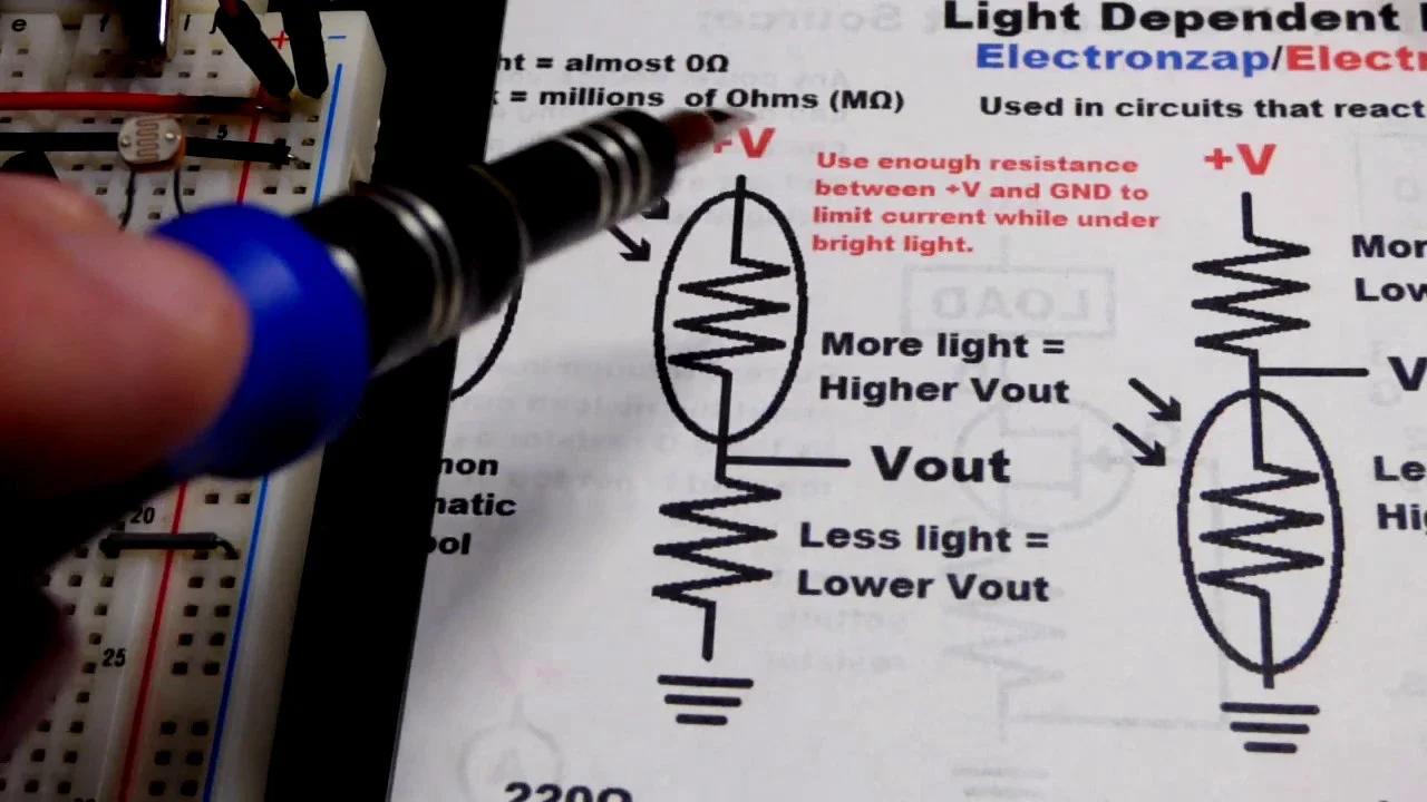 How to use light dependent resistor LDR photoresistor component for electronics by electronzap